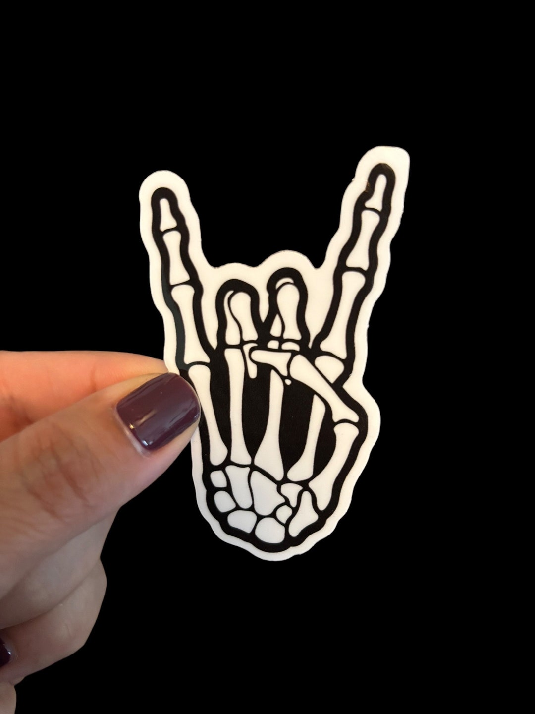 Rock Skeleton Hand Vinyl Sticker Etsy
