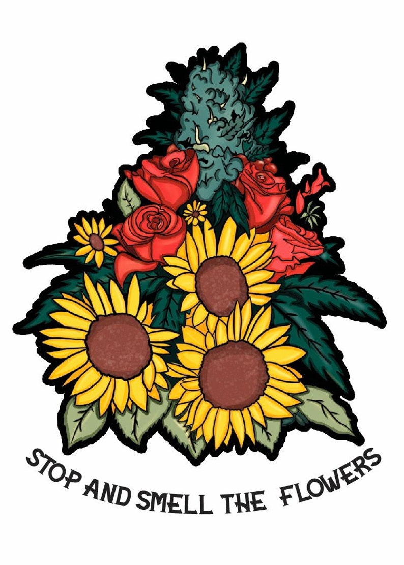 Stop and Smell the Flowers VINYL STICKER - Etsy