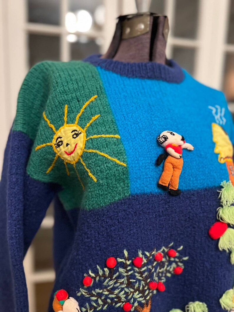 Vintage Handmade Farm Sweater Wool Kitschy Peru Women's S - Etsy
