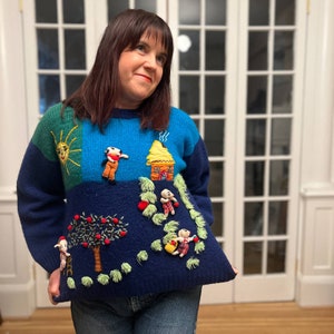 Vintage Handmade Farm Sweater Wool Kitschy Peru Women's S - Etsy