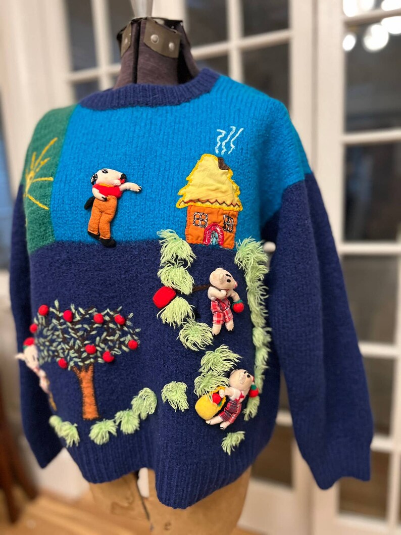 Vintage Handmade Farm Sweater Wool Kitschy Peru Women's S - Etsy