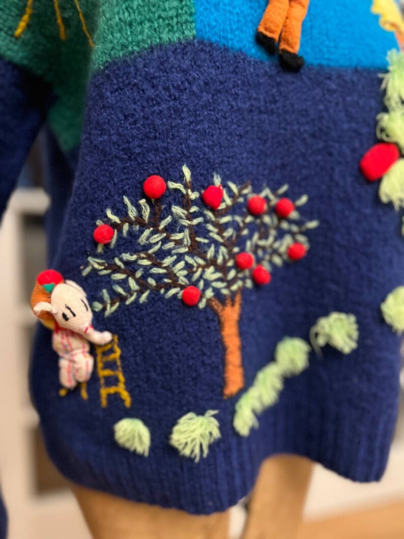 Vintage Handmade Farm Sweater Wool Kitschy Peru Women's S - Etsy