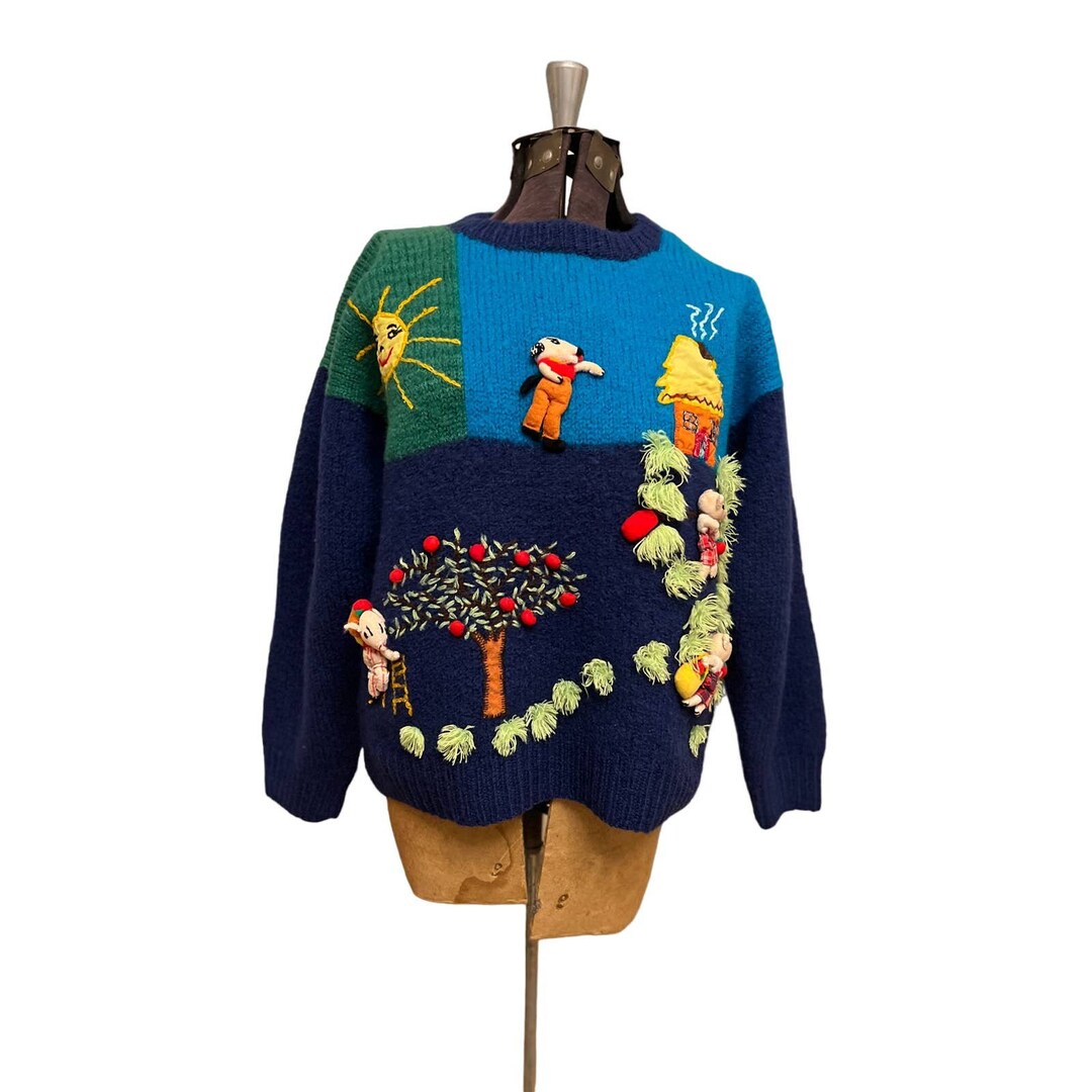 Vintage Handmade Farm Sweater Wool Kitschy Peru Women's S - Etsy
