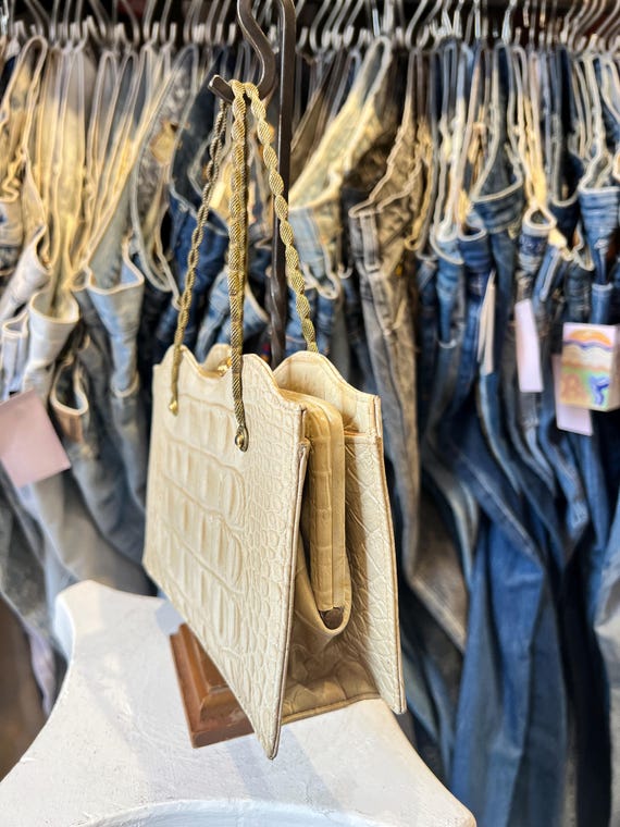 Vintage 1950s Crocodile Embossed Mini Bag - Gem