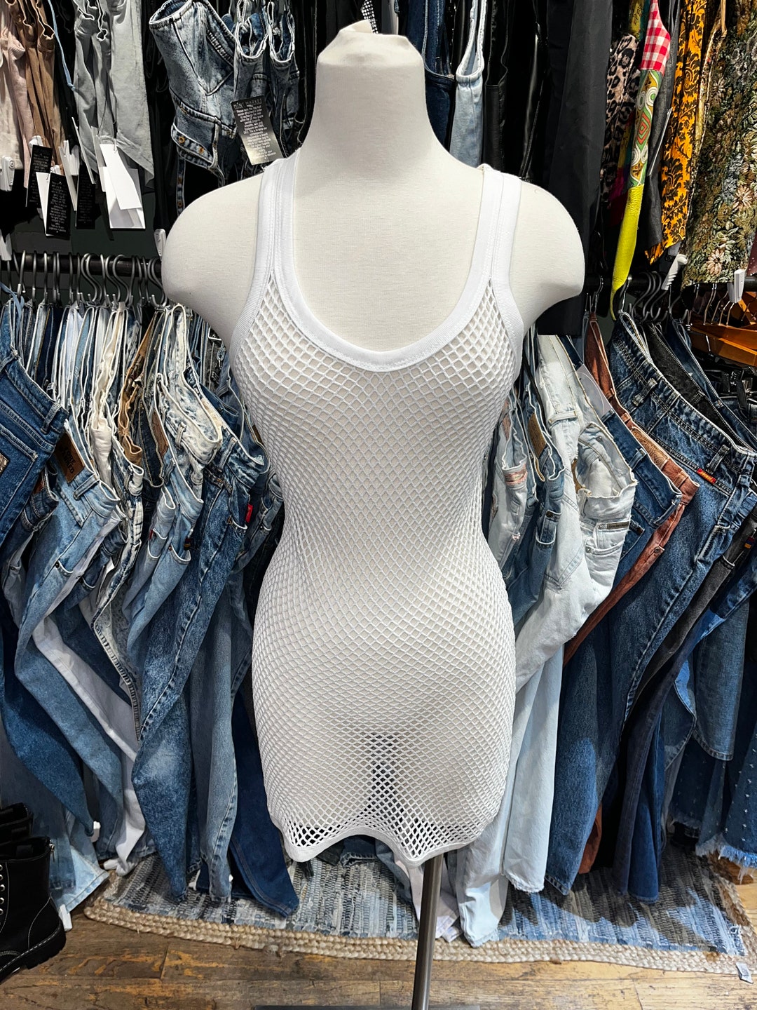 Vintage 1980’s Fishnet Tank Dress - Etsy