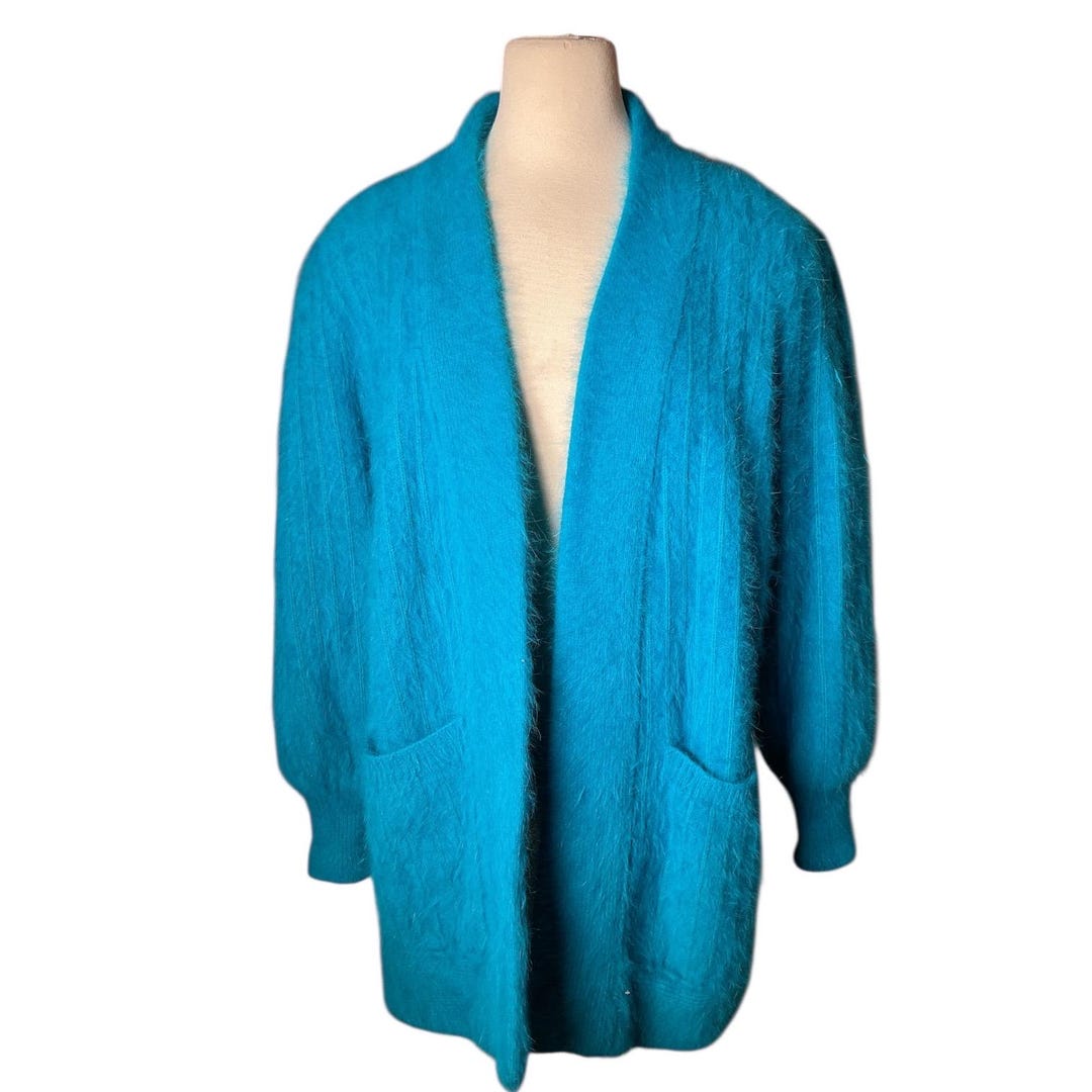 Vintage Y2K Dae Un Blue Fuzzy Cardigan Jacket - Etsy