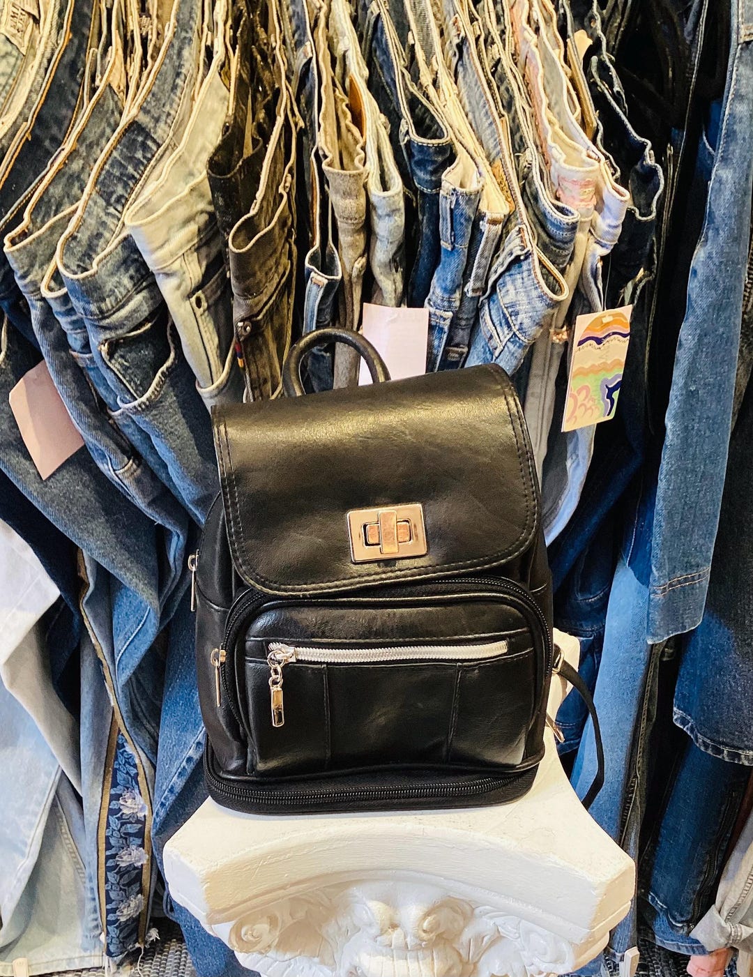 Vintage 1990’s Vegan Leather Mini Backpack Rucksack - Etsy