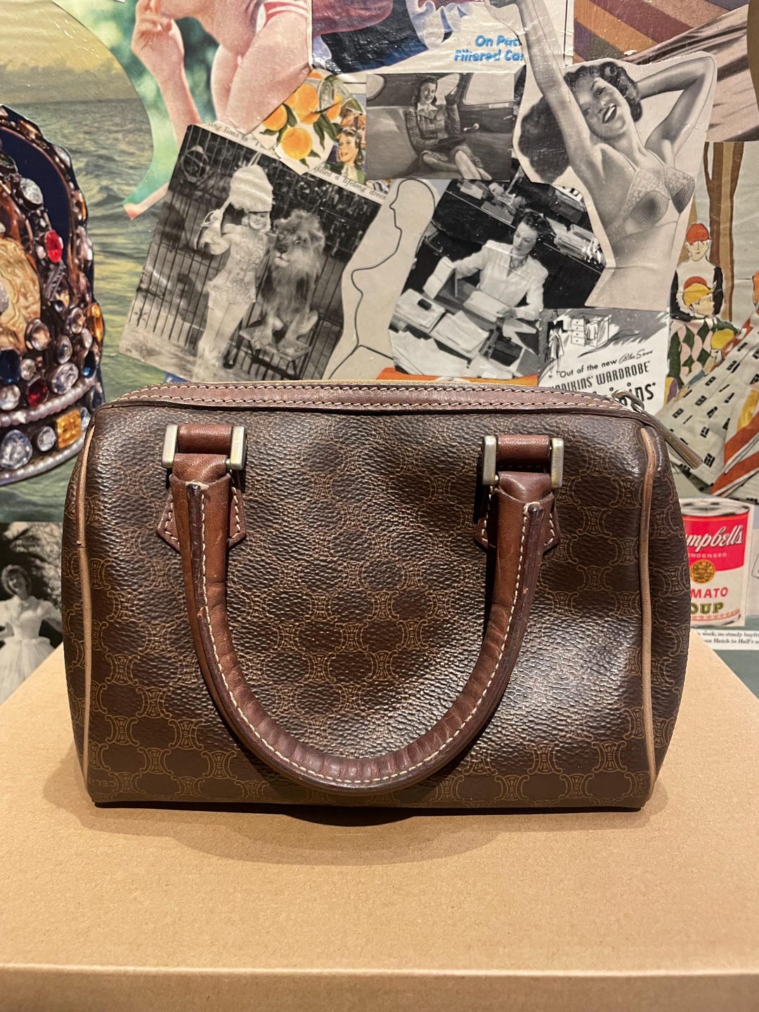 Vintage Mini Celine Macadam Leather Bowler Bag - Etsy