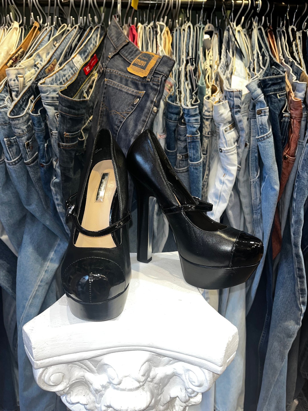 Vintage Y2K H by Halston Mary Jane Platform Leather Heels - Etsy