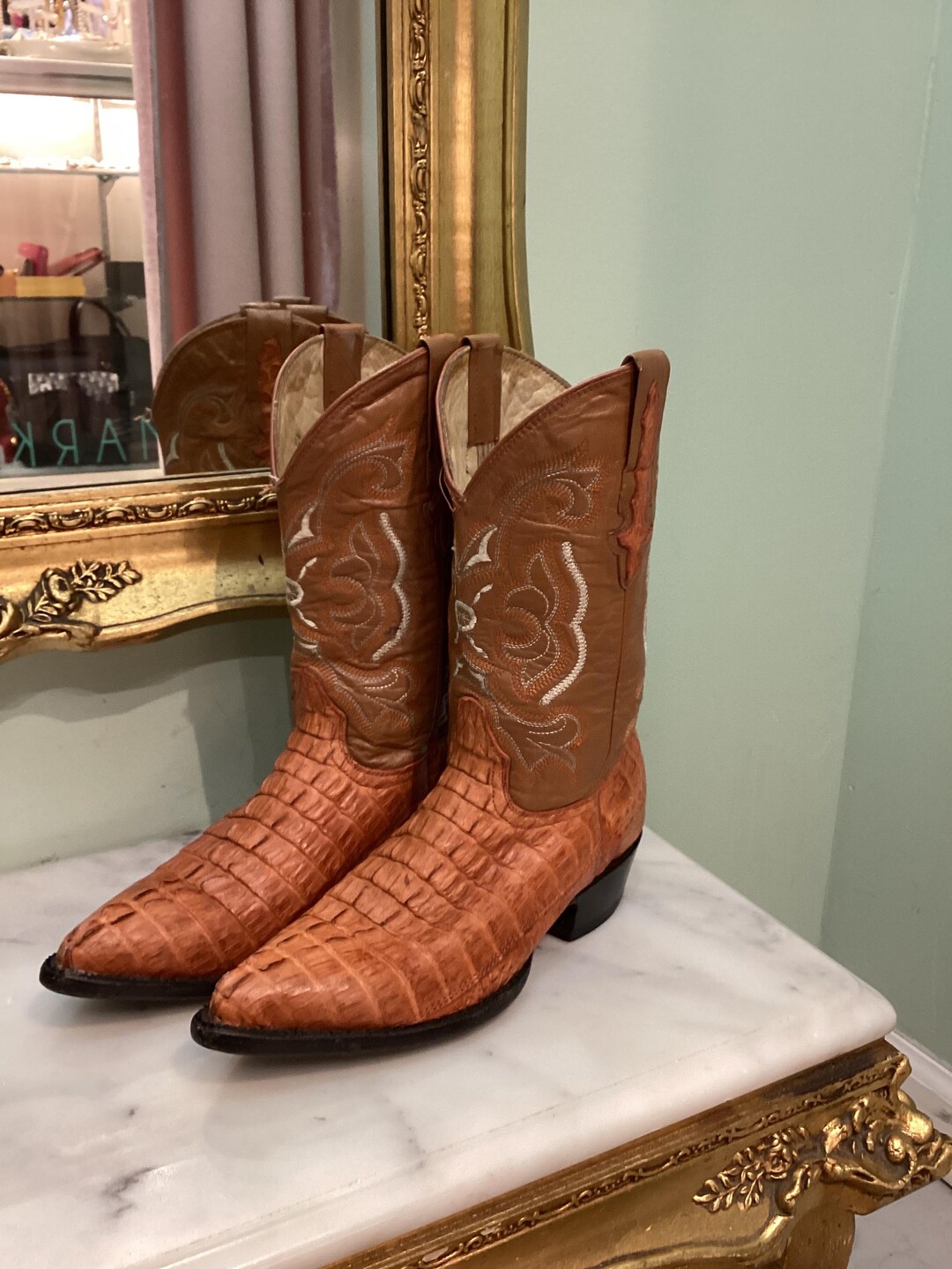 Vintage 90s Croc Leather Cowboy Western Boots - Etsy