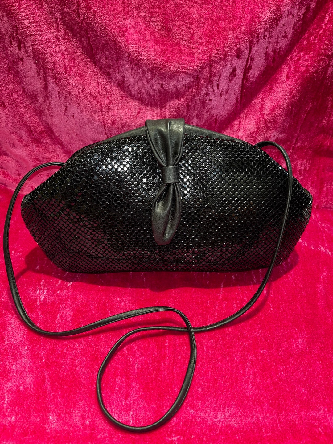 Vintage 80s Metallic Mesh Leather Chainmail Oversized Clutch Bag - Etsy