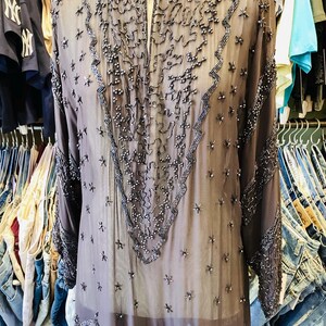 Vintage 1980’s 20’s Style Sheer Srt Deconsilk Flapper Beaded Dress ...