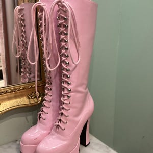 Y2K Dallas Heights Lace up Platform Stripper Knee High Boots 8 - Etsy