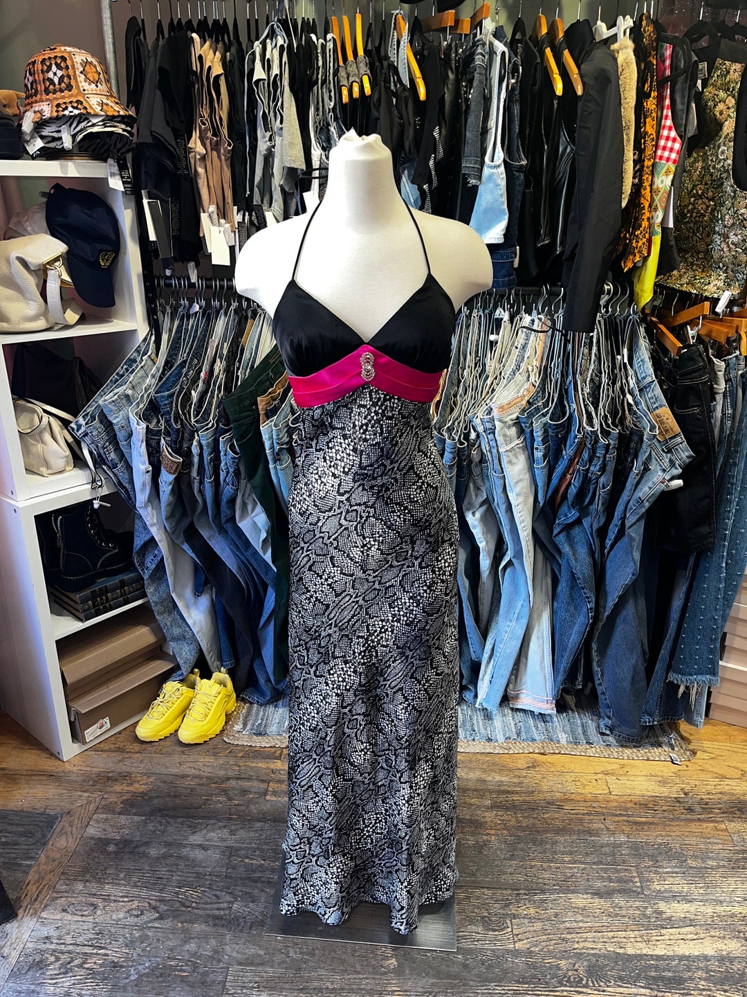 Vintage Y2k Snake Print Maxi Dress - Etsy