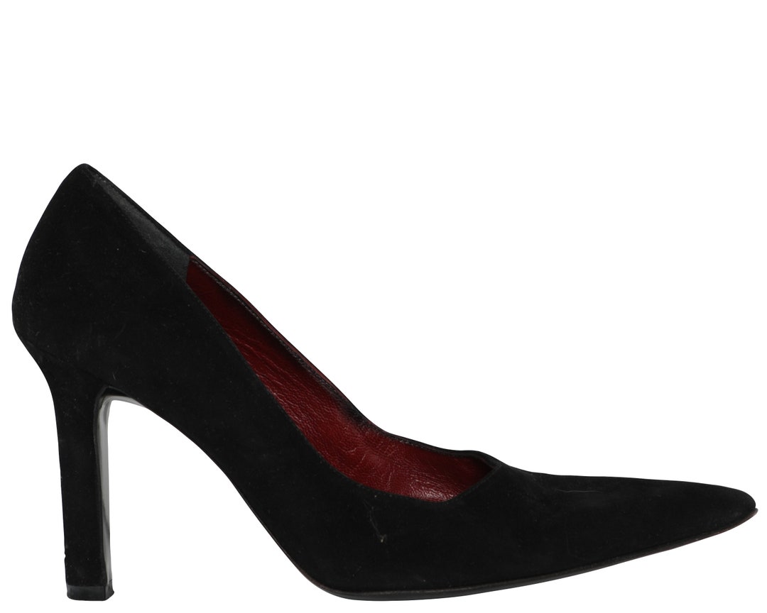 YSL Black Suede Leather Point Toe Pumps - Etsy