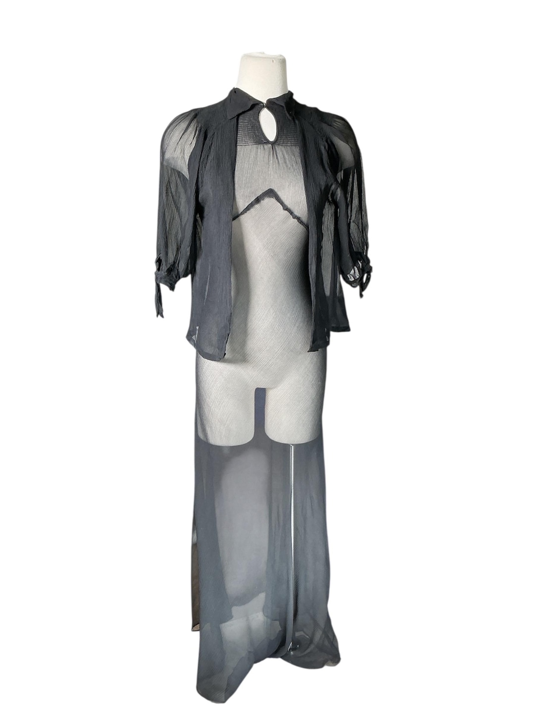 Vintage 1930’s Black Sheer Maxi Dress & Cardigan Set Inspired Flapper ...
