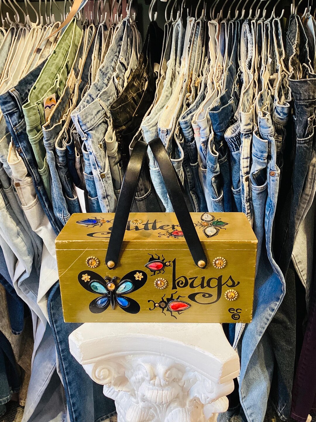 Vintage 1960s Enid Collins Wooden Glitter Bugs Box Bag - Etsy