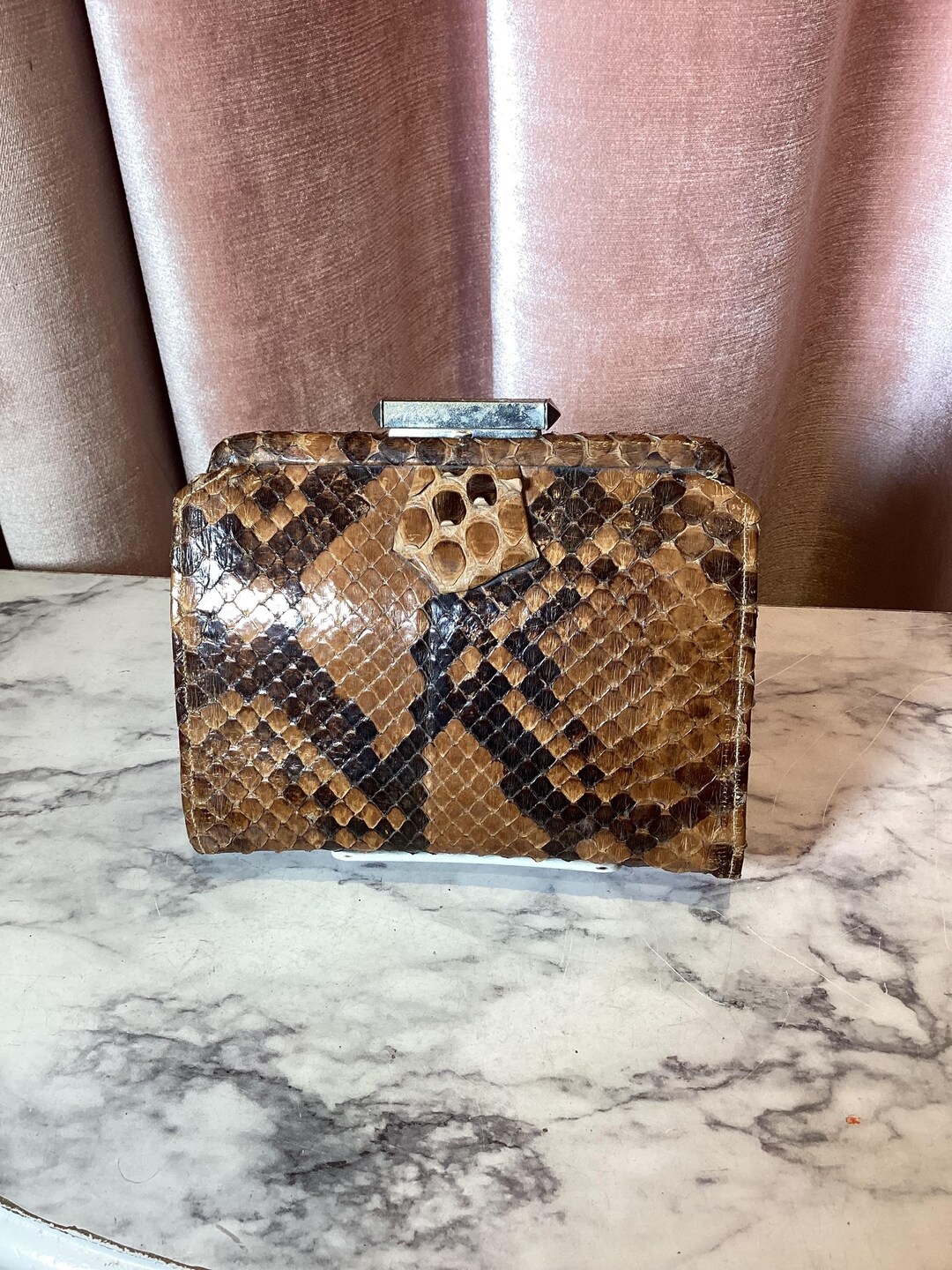 Vintage 1960s Python Snake Skin Kiss Lock Mini Purse - Etsy