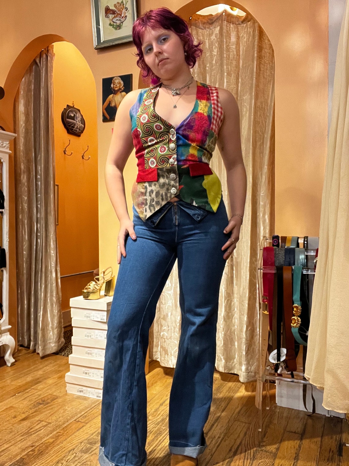 Vintage 90s Todd Oldham Patchwork Vest - Etsy