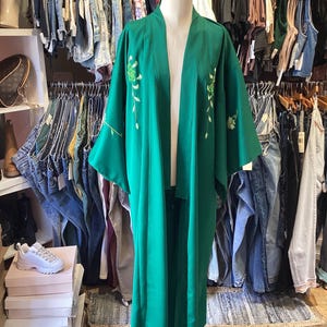Vintage 1980s Embroidered Green Japanese Kimono Robe - Etsy