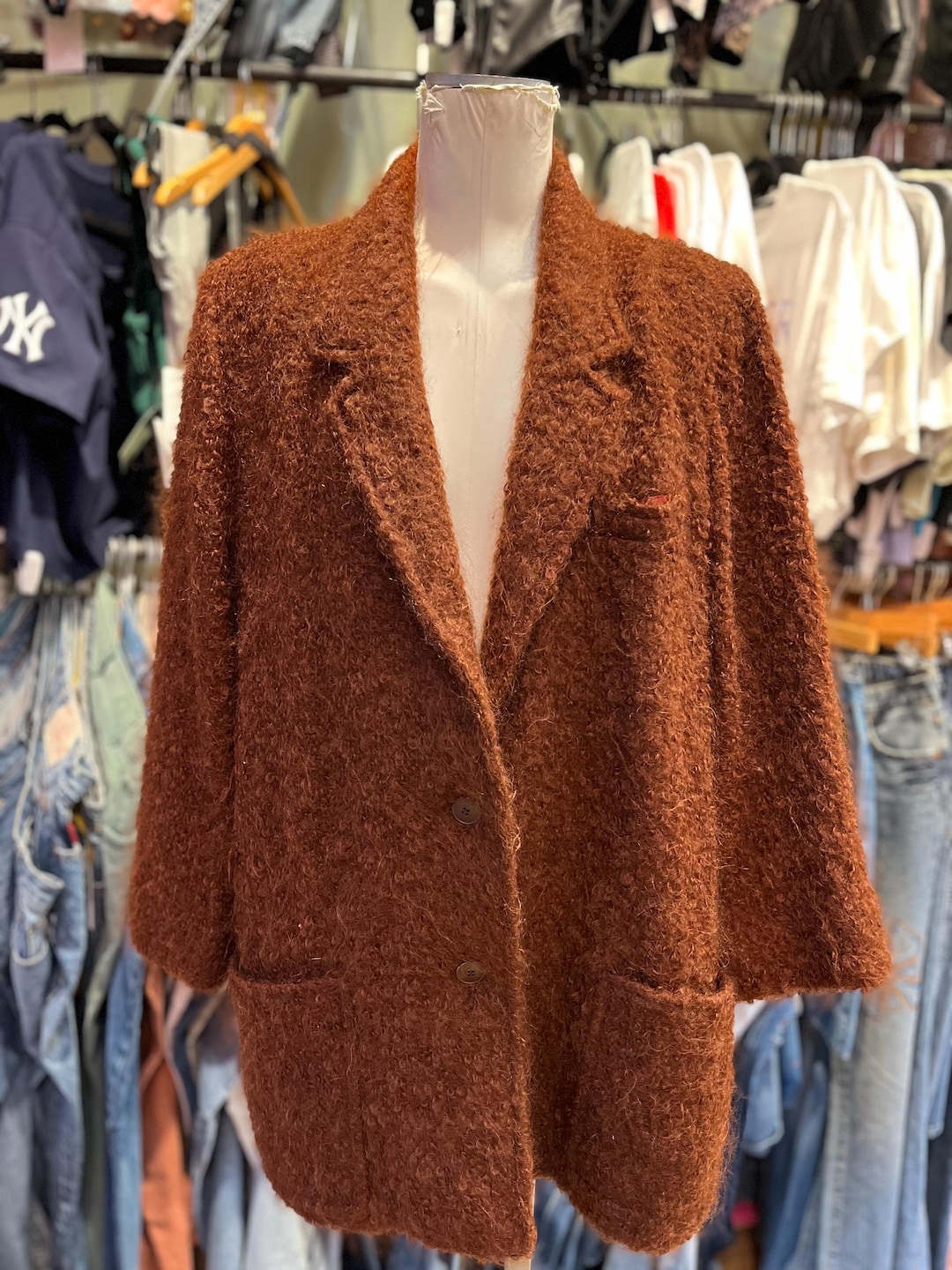 Vintage 80s Fuzzy Faux Shearling Button up Jacket - Etsy