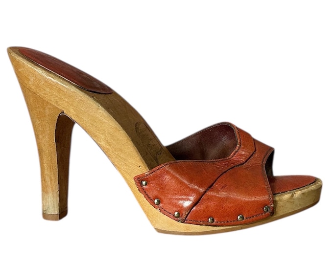 Vintage 1970’s Wooden Platform Mules Heel Slides Size 35/5 - Etsy