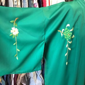 Vintage 1980s Embroidered Green Japanese Kimono Robe - Etsy