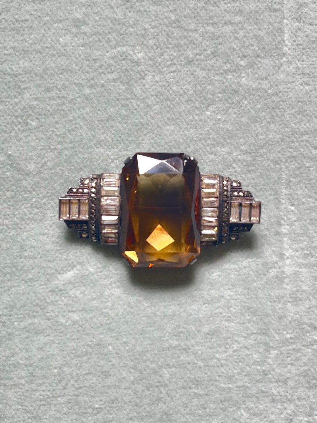 Vintage 1920s Art Deco Glass Topaz Crystal Pin Brooch - Etsy