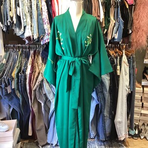 Vintage 1980s Embroidered Green Japanese Kimono Robe - Etsy