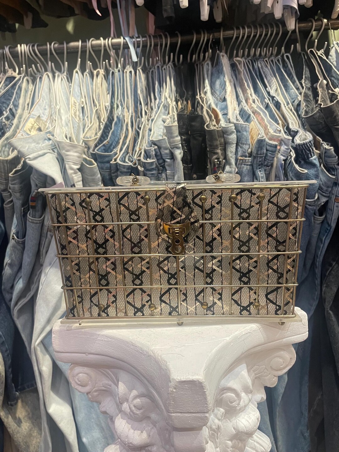 Vintage 50s Lace Vinyl Cage Lucite Box Bag - Etsy