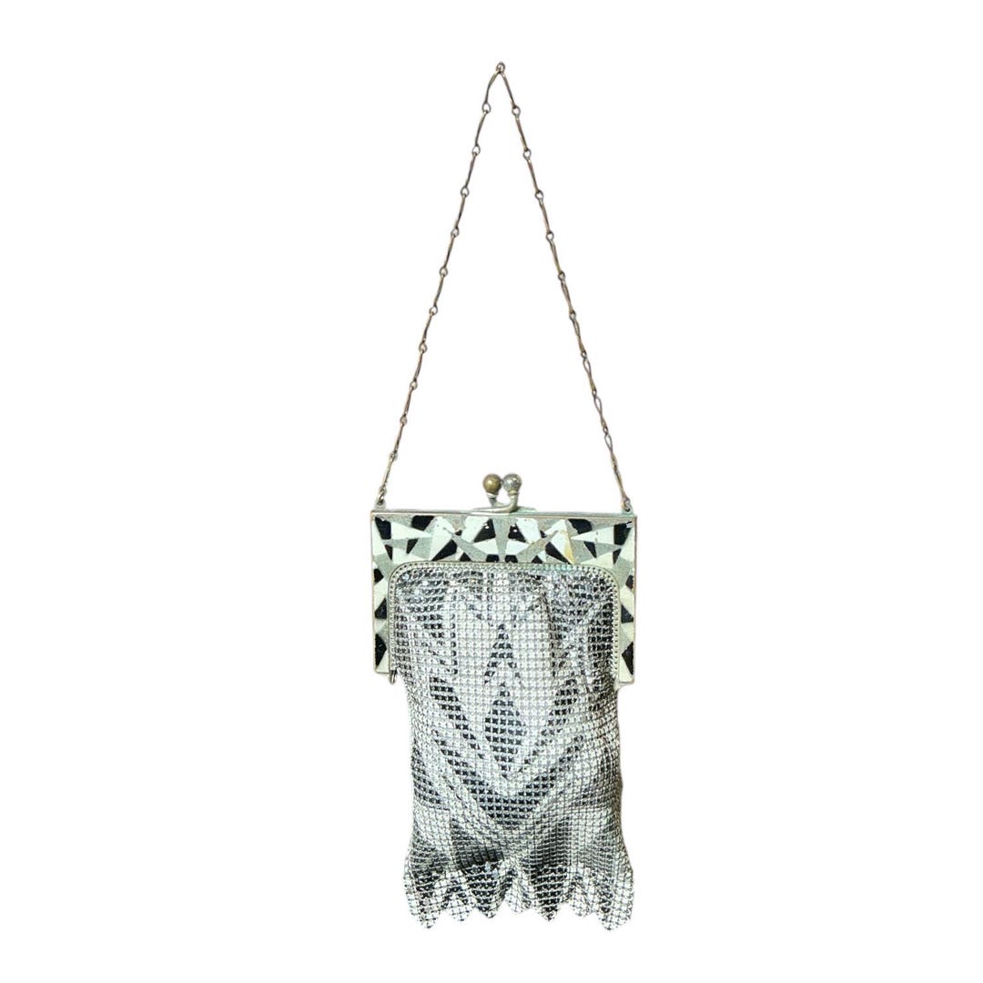Vintage 1920s Art Deco Enamel Chainmail Metal Mesh Mini Pouch Handbag ...