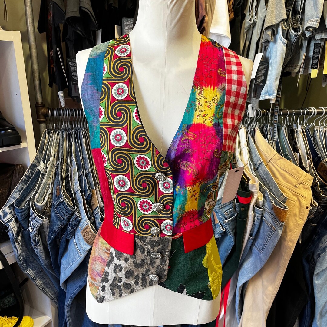 Vintage 90s Todd Oldham Patchwork Vest - Etsy