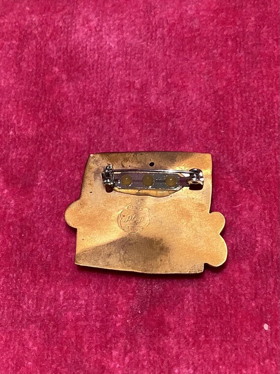 Vintage Resin Felix Collage Copper pin - Gem