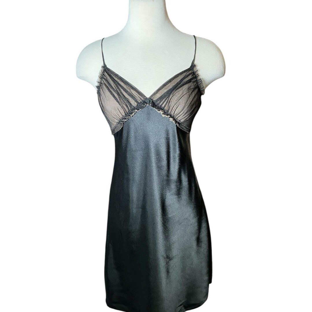 Vintage Y2K Vera Wang Mesh Black Rosette Slip Dress Nightie S - Etsy
