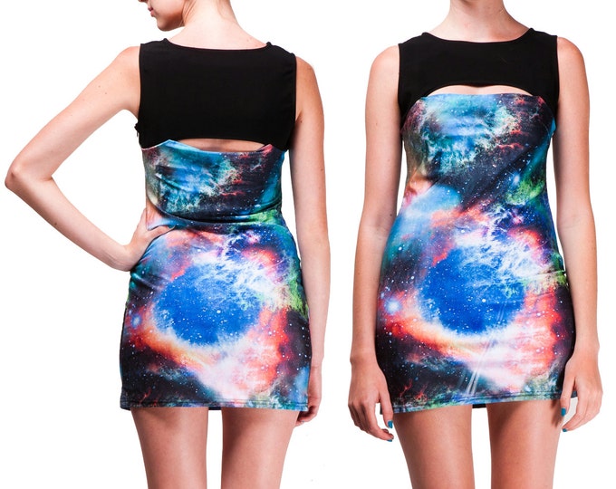 Cyber Neon Universe GALAXY PRINT Cut Out Mini Futuristic Dress XS - Etsy