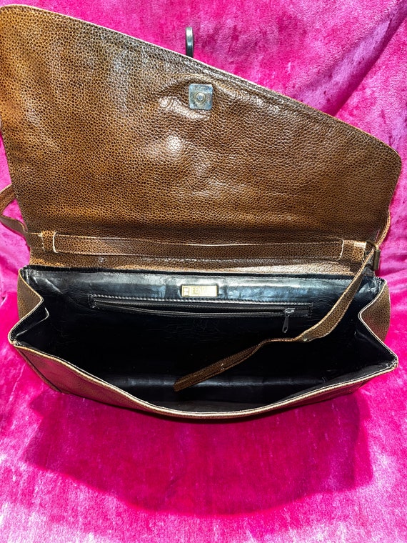 Vtintage 80s Fendi pebbled Leather large envelope clu… - Gem