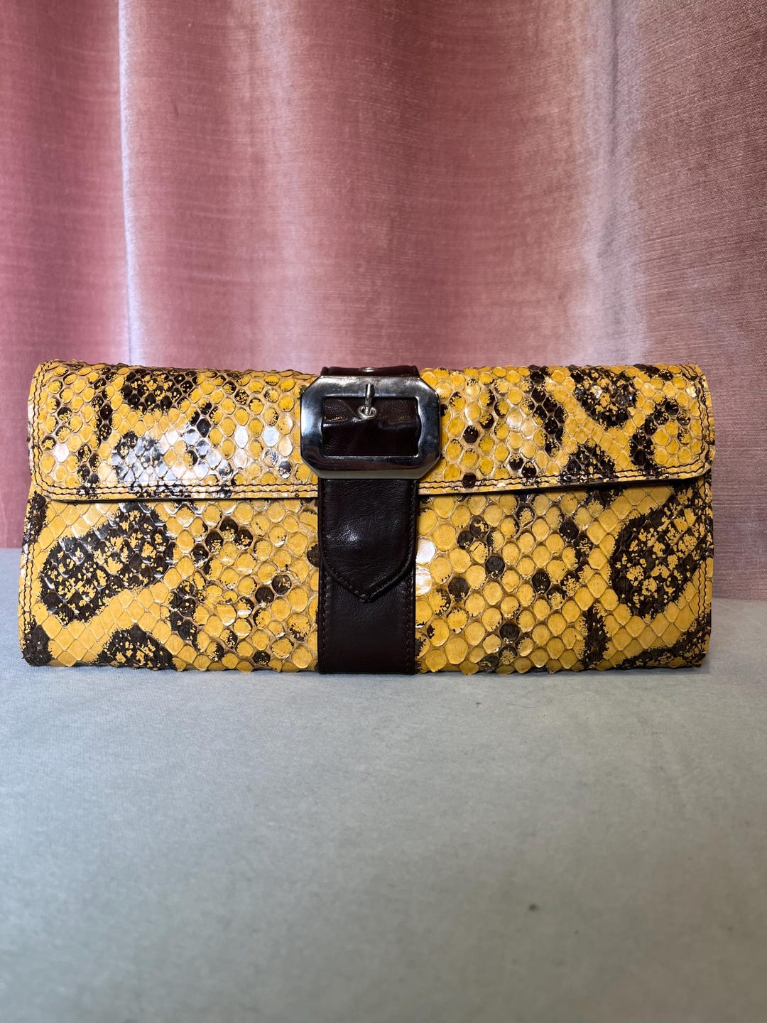 Vintage Y2K Vera Pelle Snakeskin Python Clutch Bag - Etsy