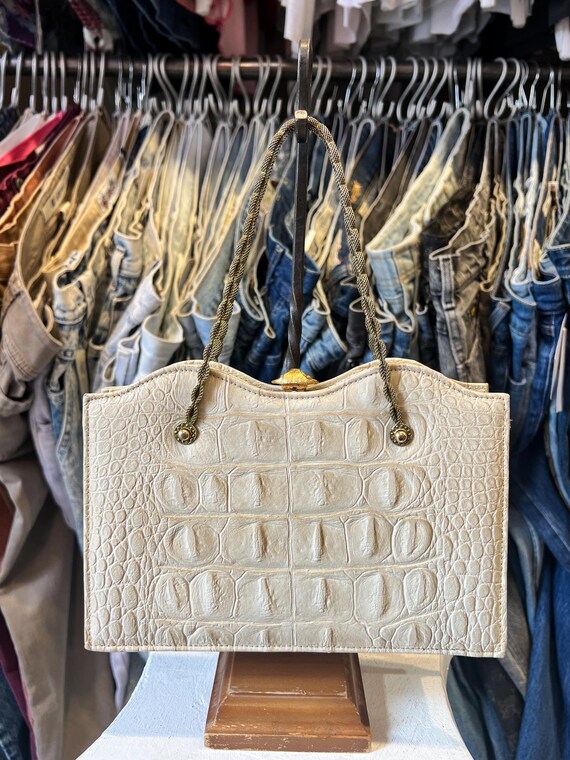 Vintage 1950s Crocodile Embossed Mini Bag - Gem