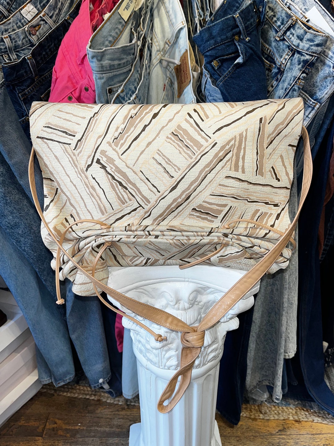 Vintage Carlos Falci Ruched Leather Bag - Etsy