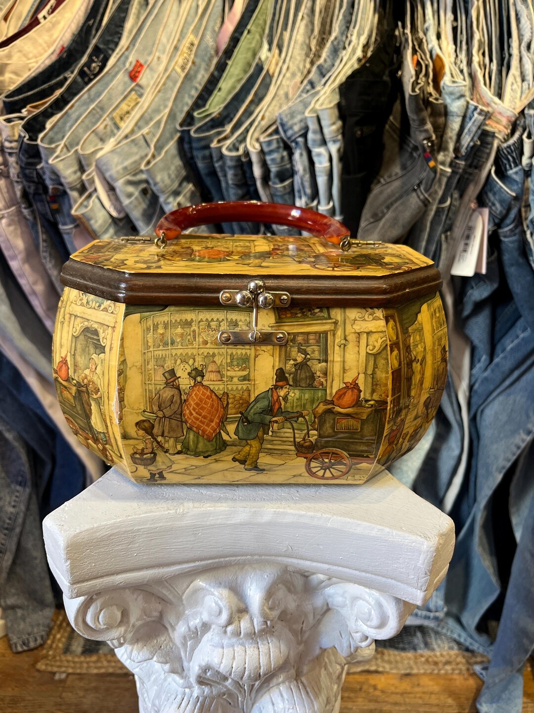 Vintage 1950s Paper Mache Wood Scenic Box Bag - Etsy