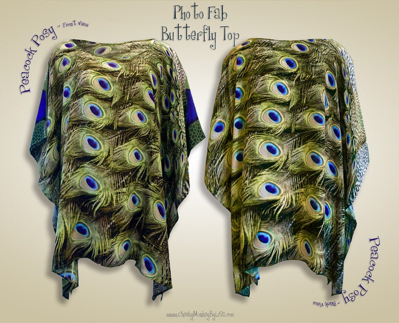 Peacock Feather Silk Caftan, Asymetrical Peacock Fabric, One Size Fits ...