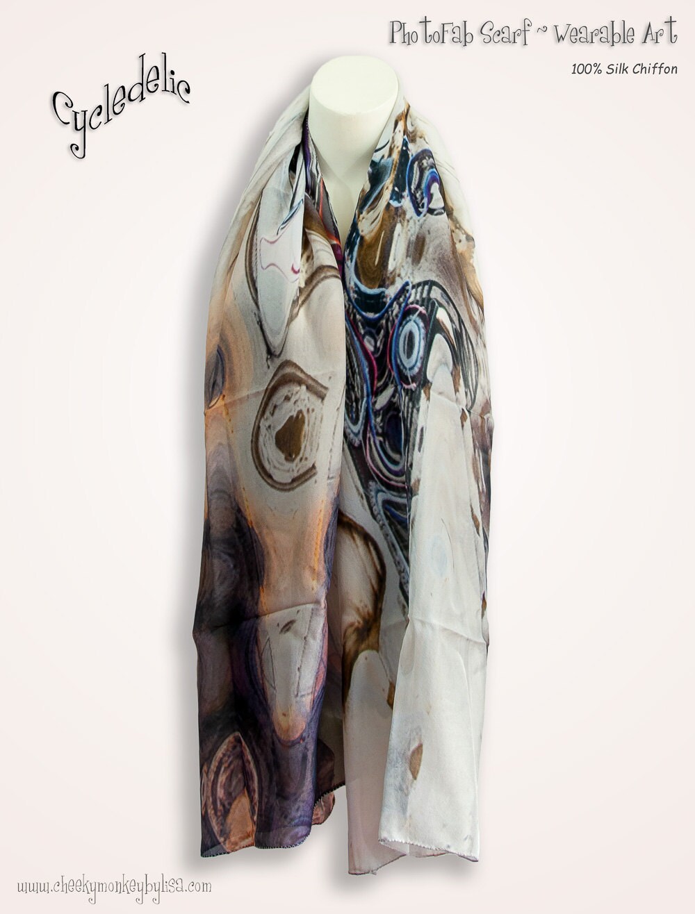 Cycling Art Silk Scarf Neutral Chiffon Evening Wrap Birthday - Etsy