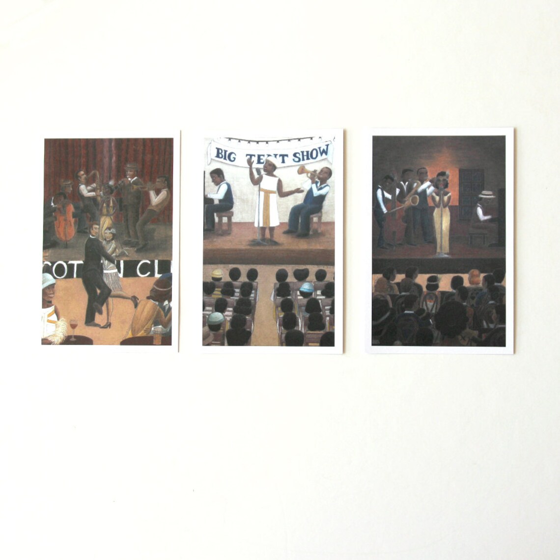 Set of 3 Cards of Jazz Age Show Illustration Greeting Cards - Etsy Israel