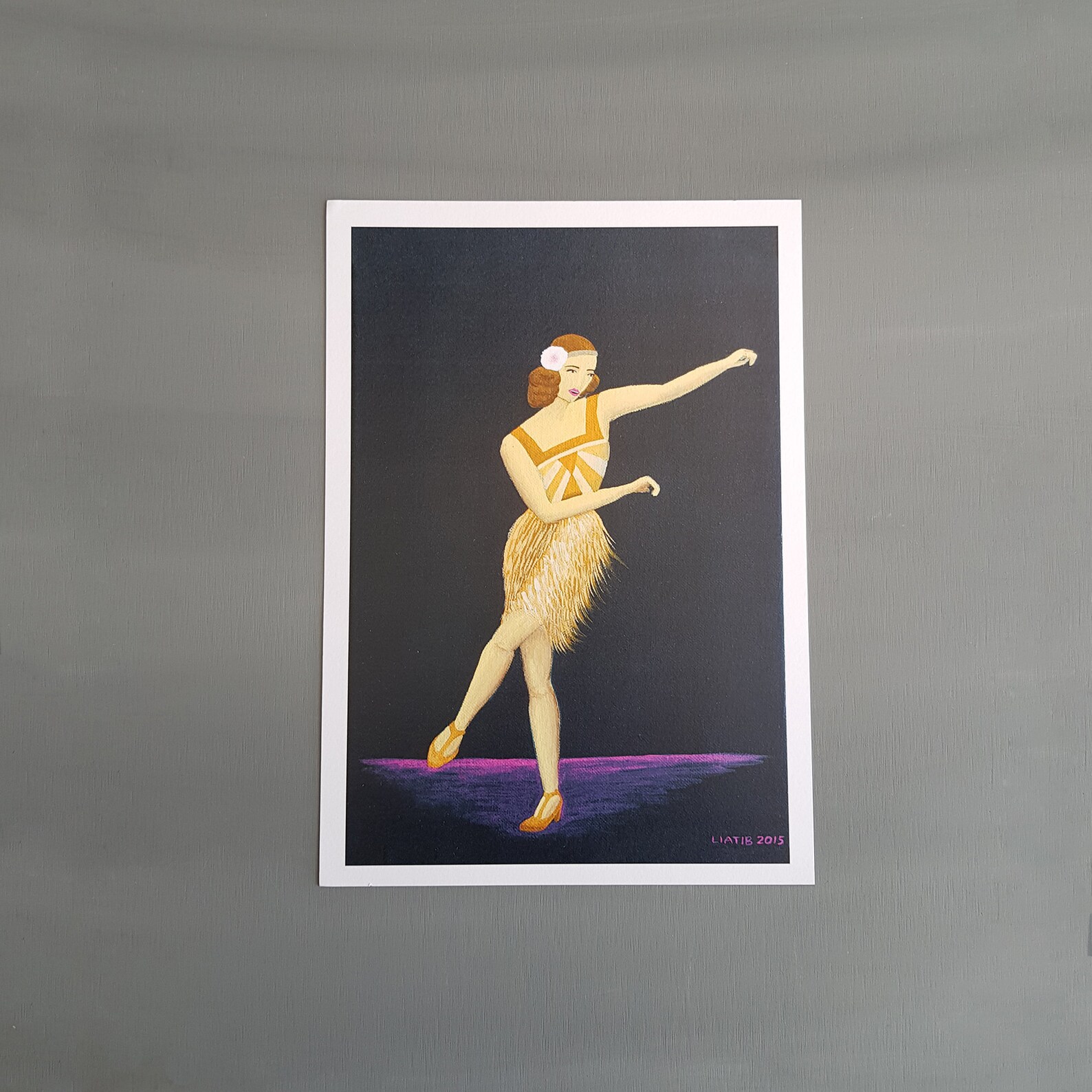 A4 Illustration Poster of Dancing Girl in 20's Fashion Illustration ...