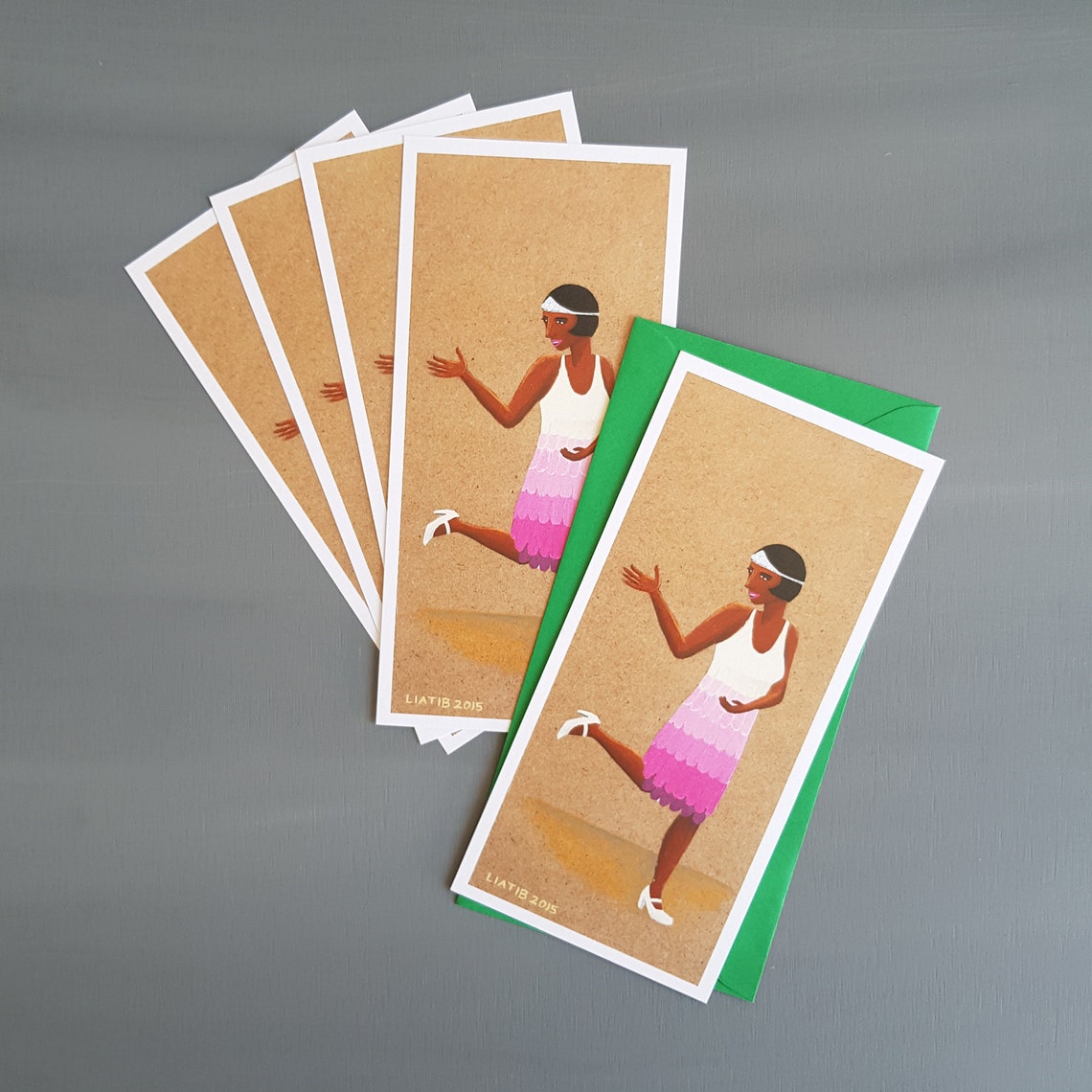 Set of 5 Cards of Jazz Age Style Illustration Greeting Card - Etsy Israel