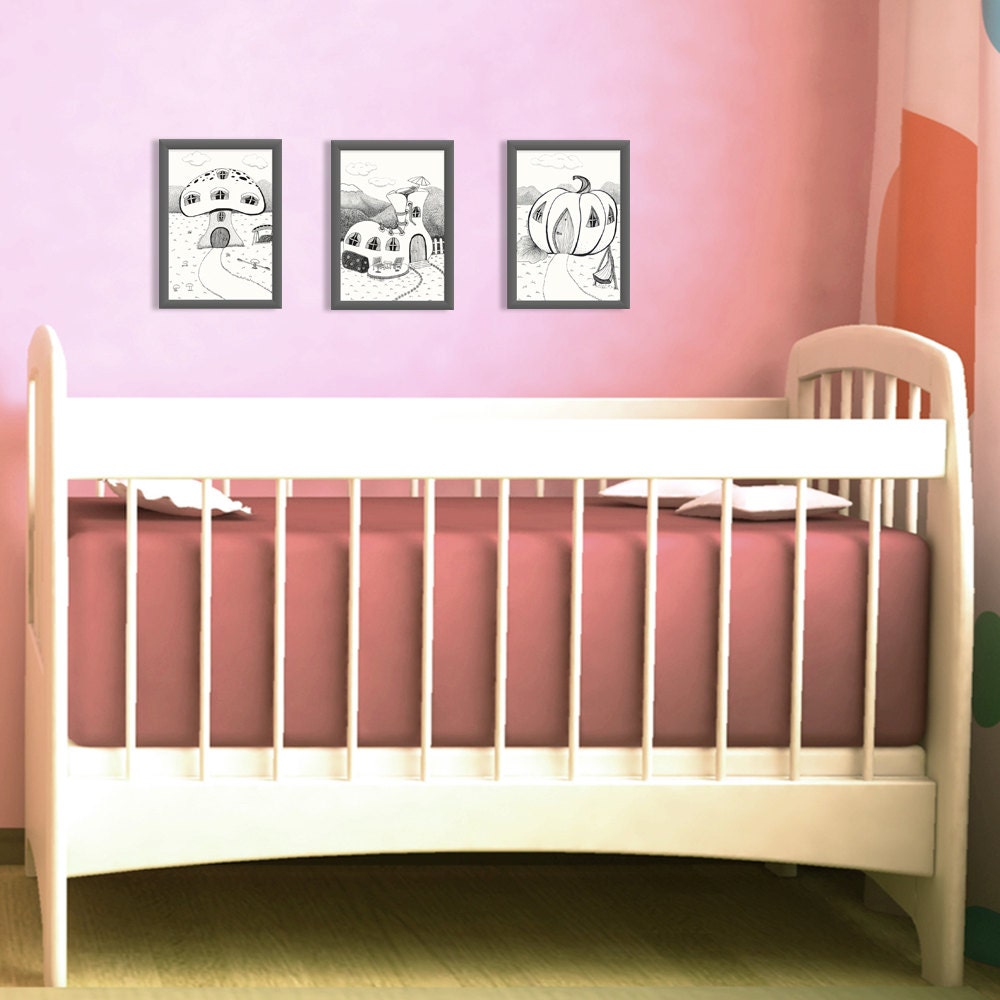 Shoe House Illustration , Black and White A5 Drawing Print on Paper ...
