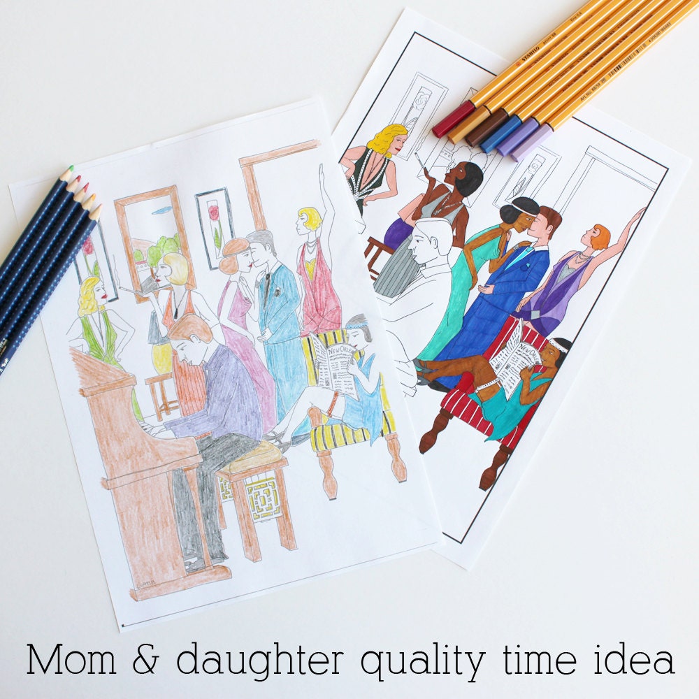 Jazz Style Printable Adults Coloring Book , Great Antistress Gift for ...