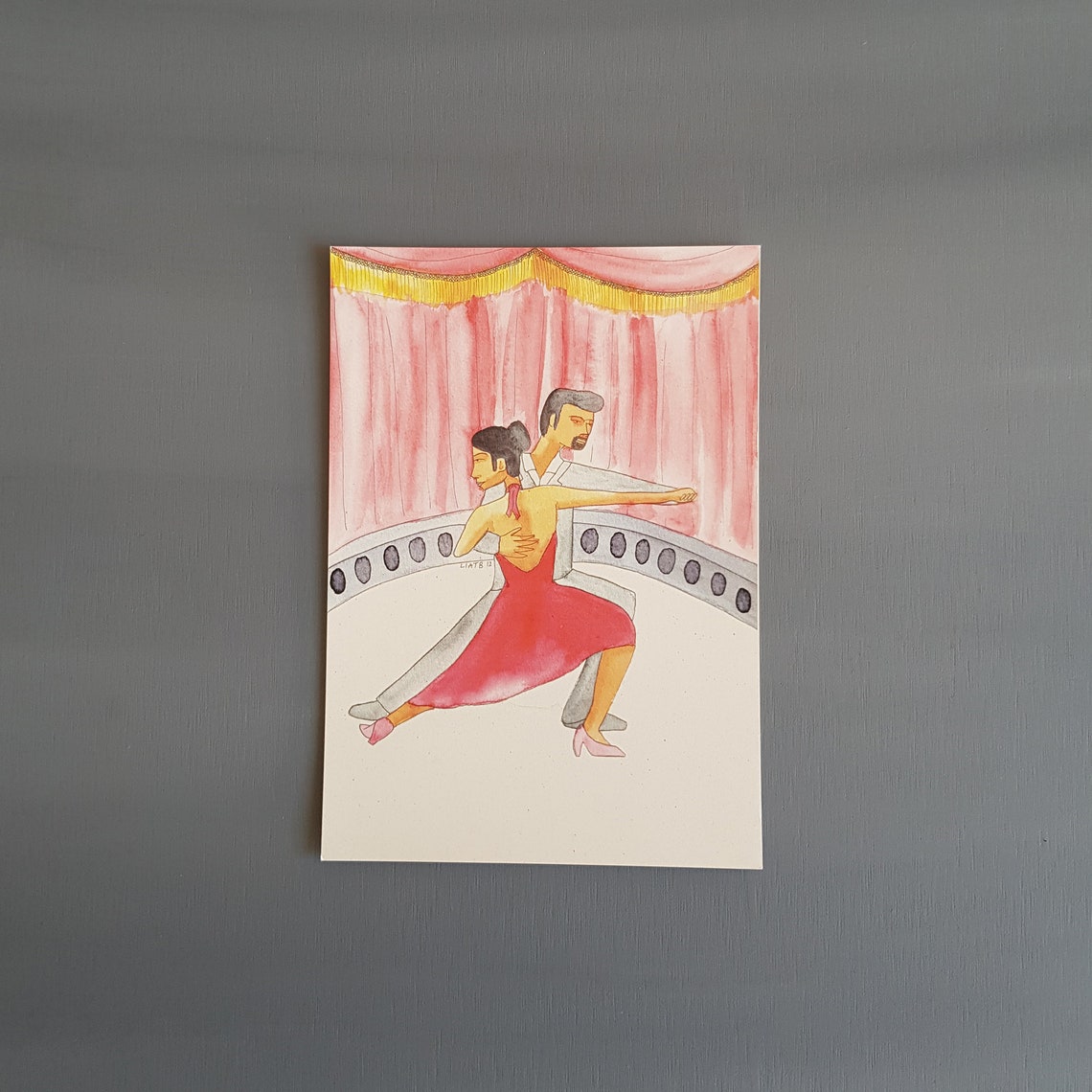 Tango Dancers Watercolor Illustration Print on Paper A5 Size Great as ...