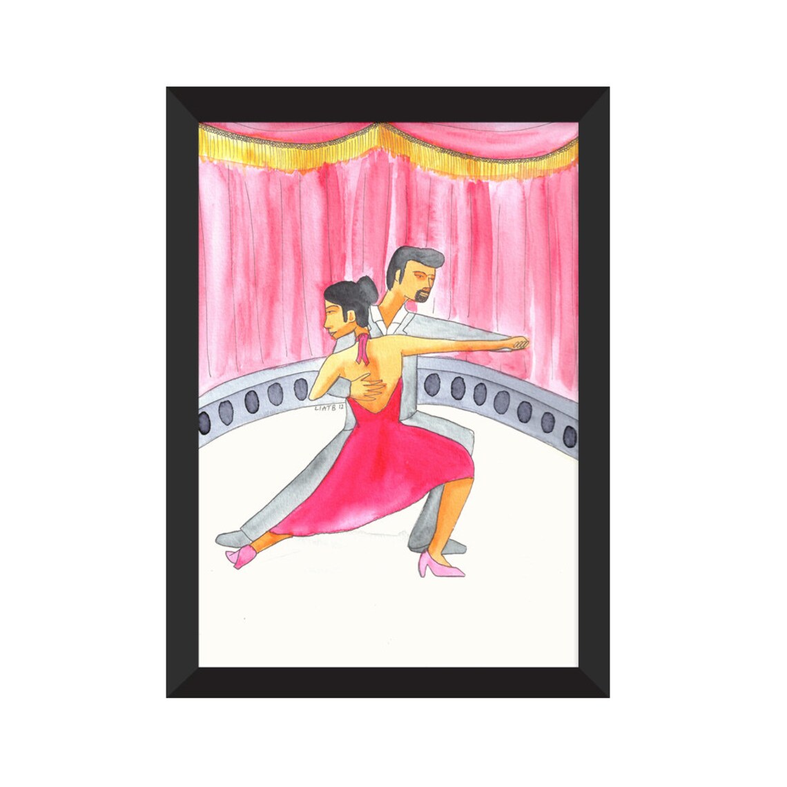 Tango Dancers Watercolor Illustration Print on Paper A5 Size Great as ...