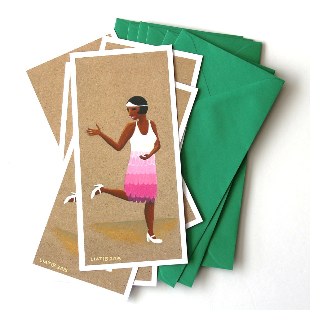 Set of 5 Cards of Jazz Age Style Illustration Greeting Card - Etsy Israel